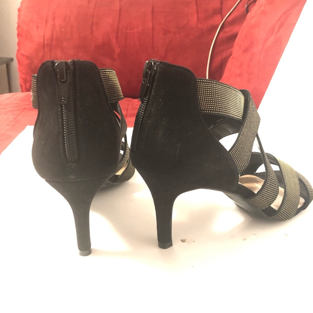 Style & Co. Black And Gold Strappy 2 Inch Heels - Gem